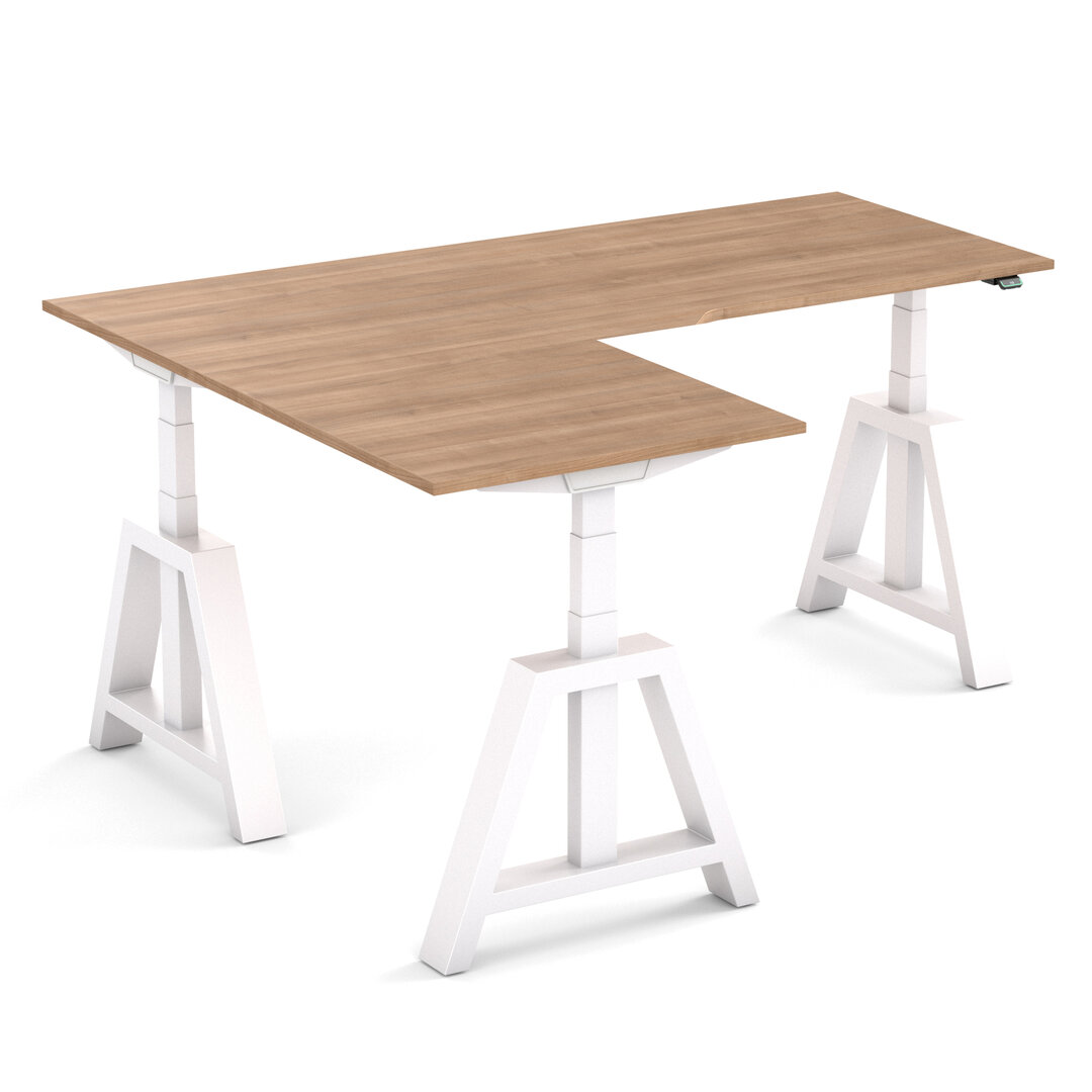 Oak Desk | Electric Sit-Stand Corner Desk | Worktrainer